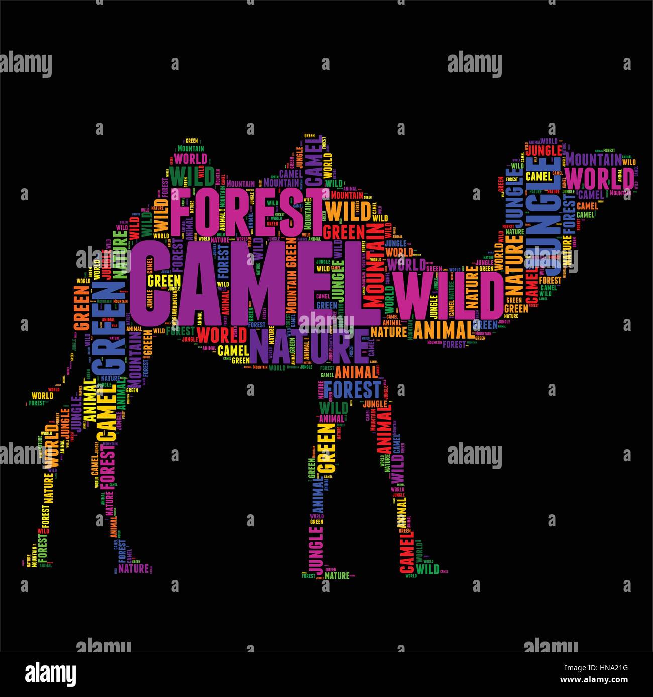 camel Typography word cloud colorful Vector illustration Stock Vector ...