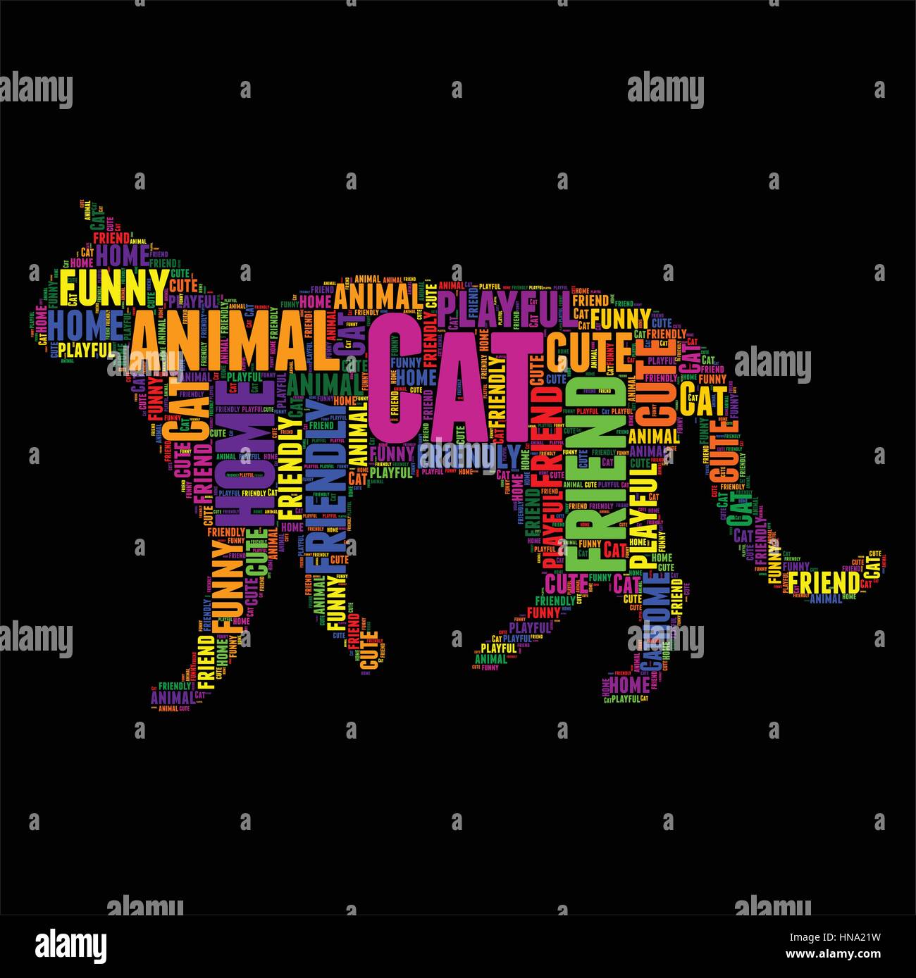 Cat Typography word cloud colorful Vector illustration Stock Vector ...