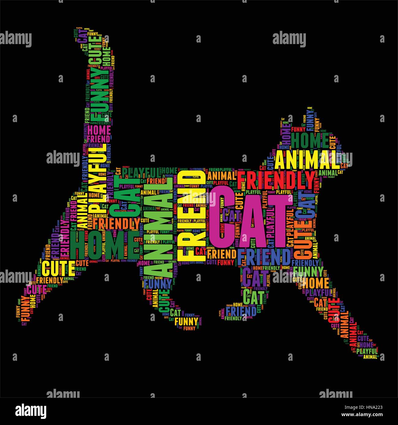 Cat Typography word cloud colorful Vector illustration Stock Vector ...
