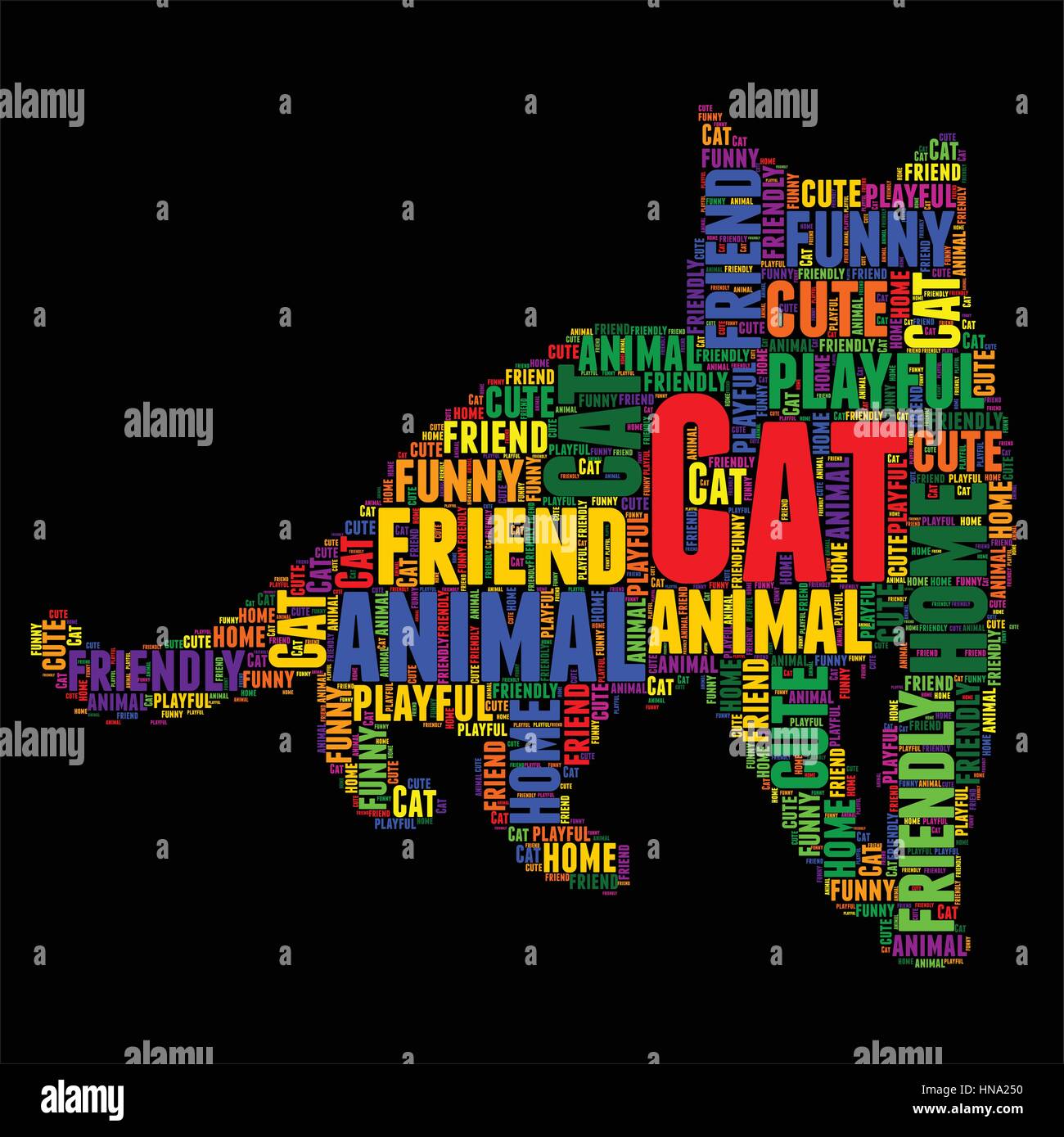 Cat Typography word cloud colorful Vector illustration Stock Vector ...