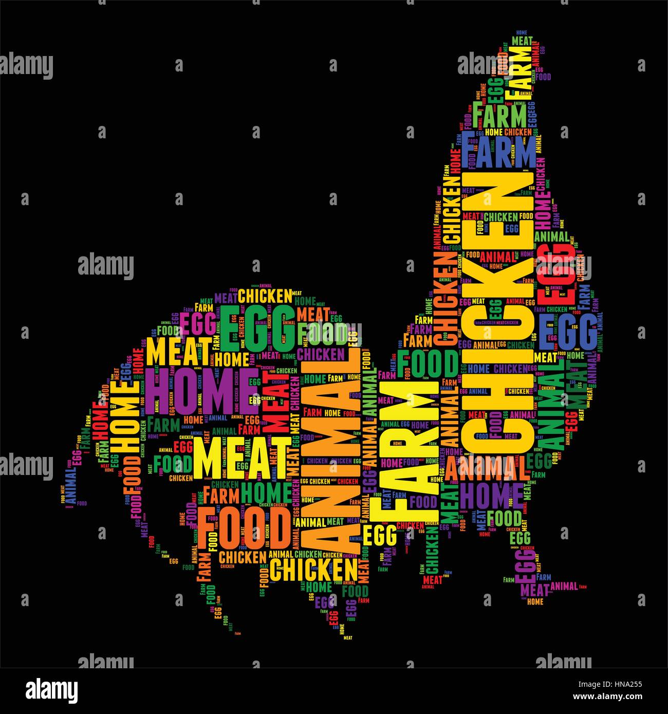 chicken Typography word cloud colorful Vector illustration Stock Vector ...