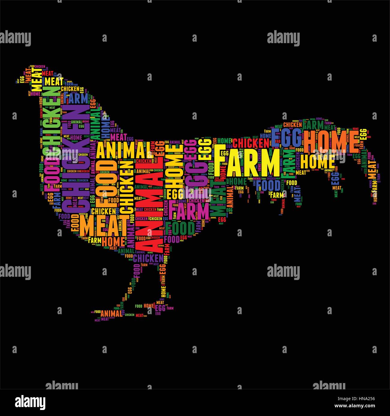 chicken Typography word cloud colorful Vector illustration Stock Vector ...