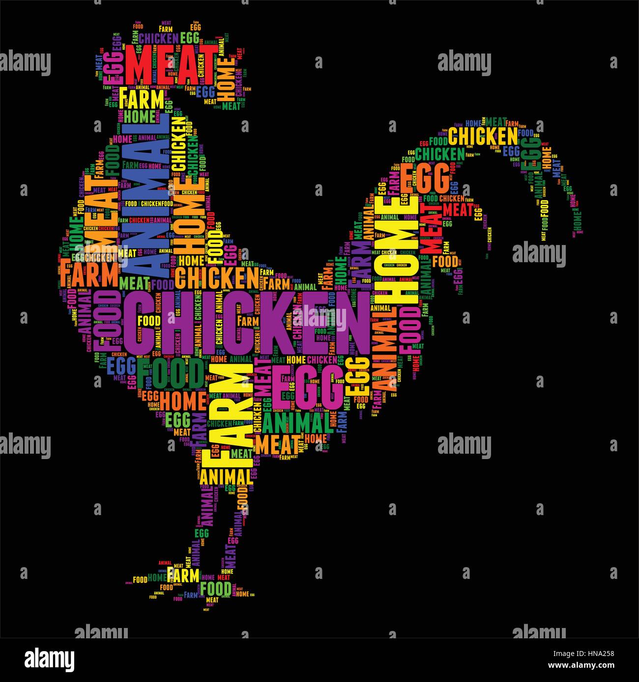 chicken Typography word cloud colorful Vector illustration Stock Vector ...
