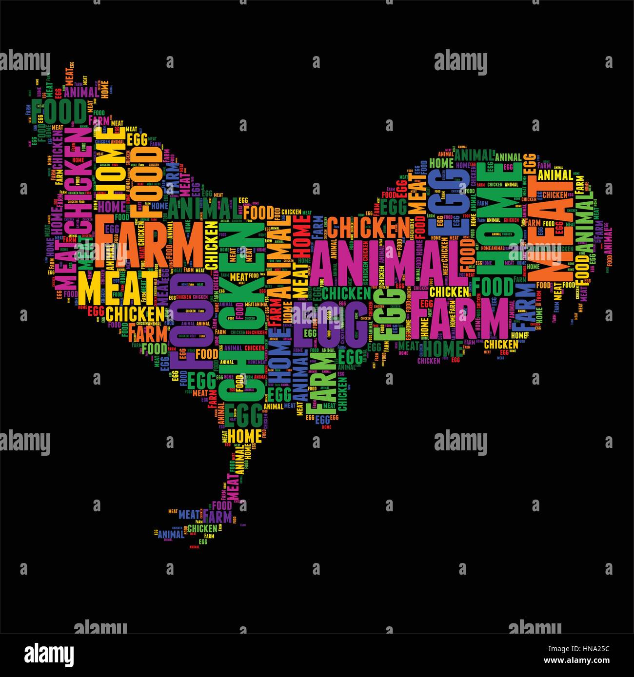 chicken Typography word cloud colorful Vector illustration Stock Vector ...