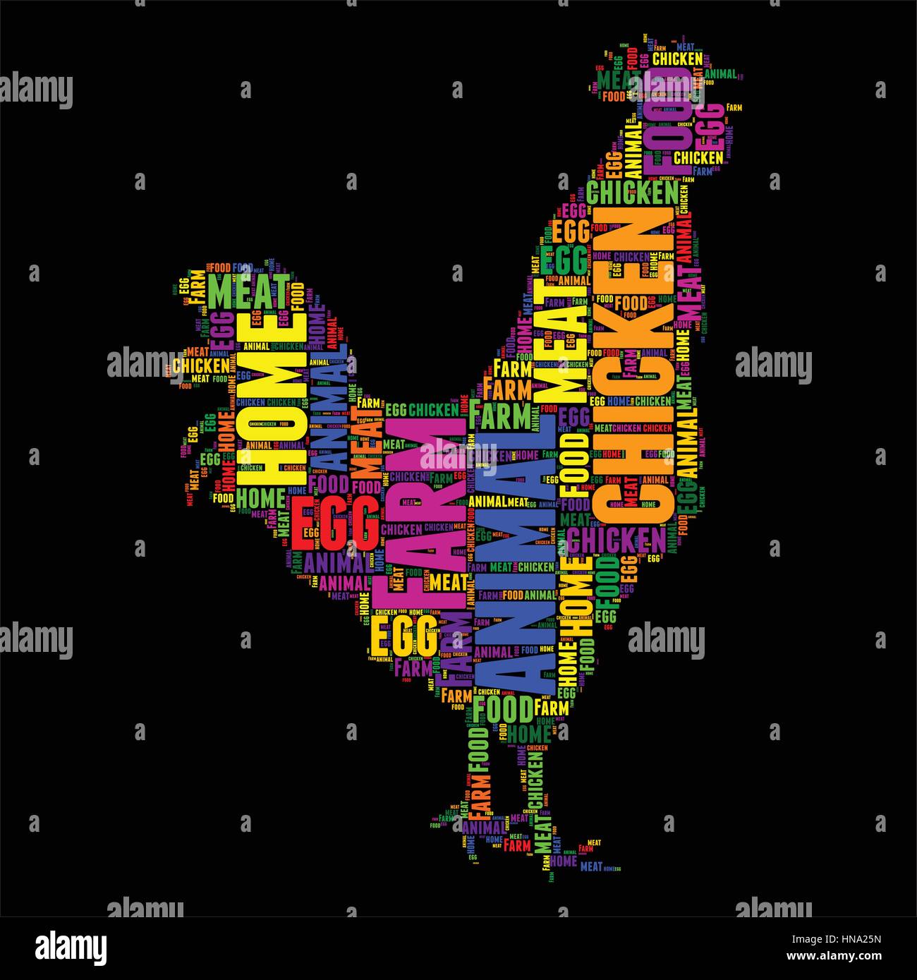 chicken Typography word cloud colorful Vector illustration Stock Vector ...