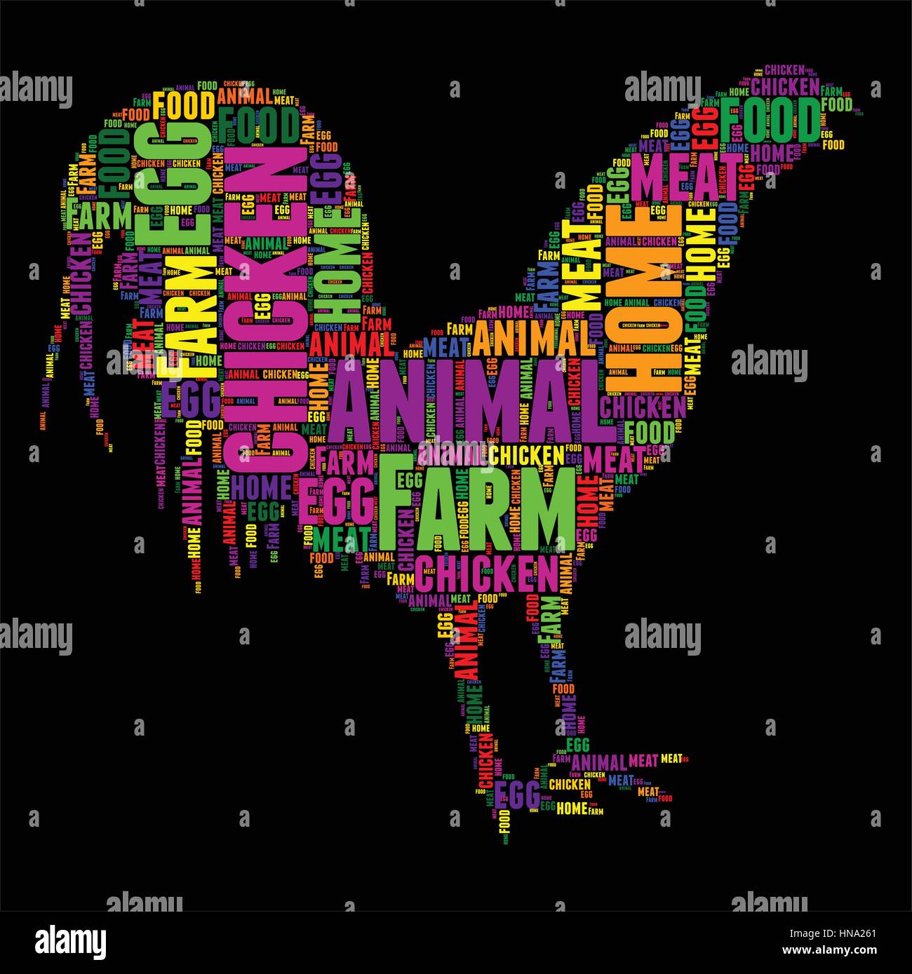 chicken Typography word cloud colorful Vector illustration Stock Vector ...