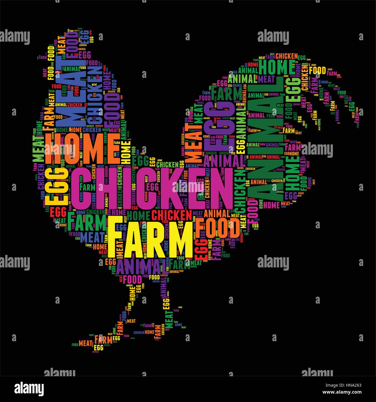 chicken Typography word cloud colorful Vector illustration Stock Vector ...
