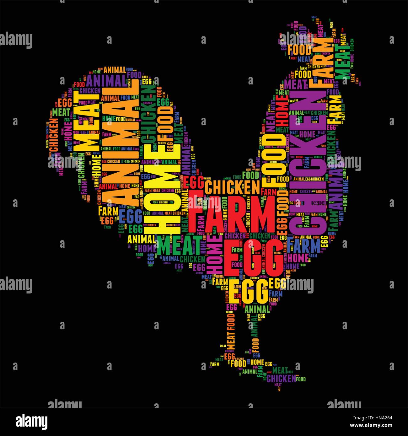 chicken Typography word cloud colorful Vector illustration Stock Vector ...