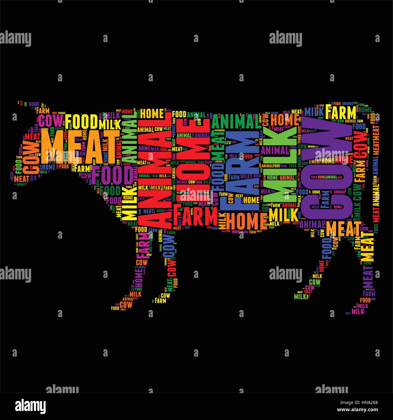 cow Typography word cloud colorful Vector illustration Stock Vector ...