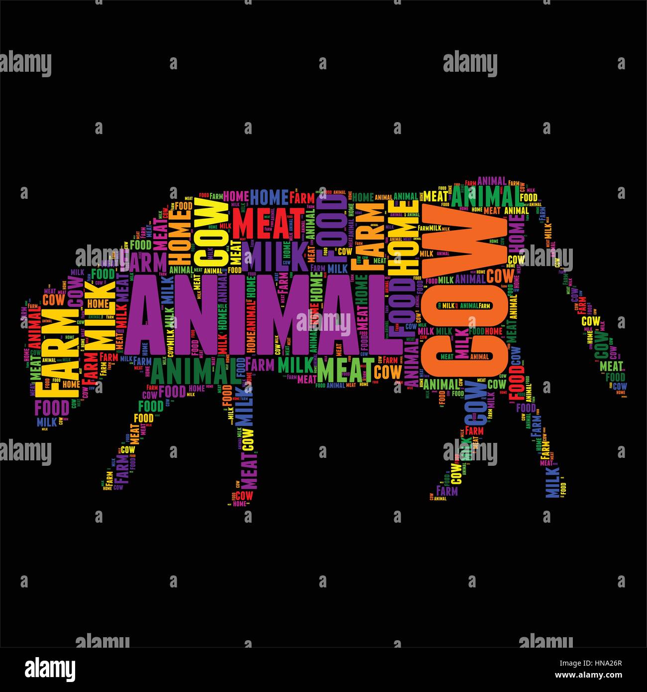 cow Typography word cloud colorful Vector illustration Stock Vector ...