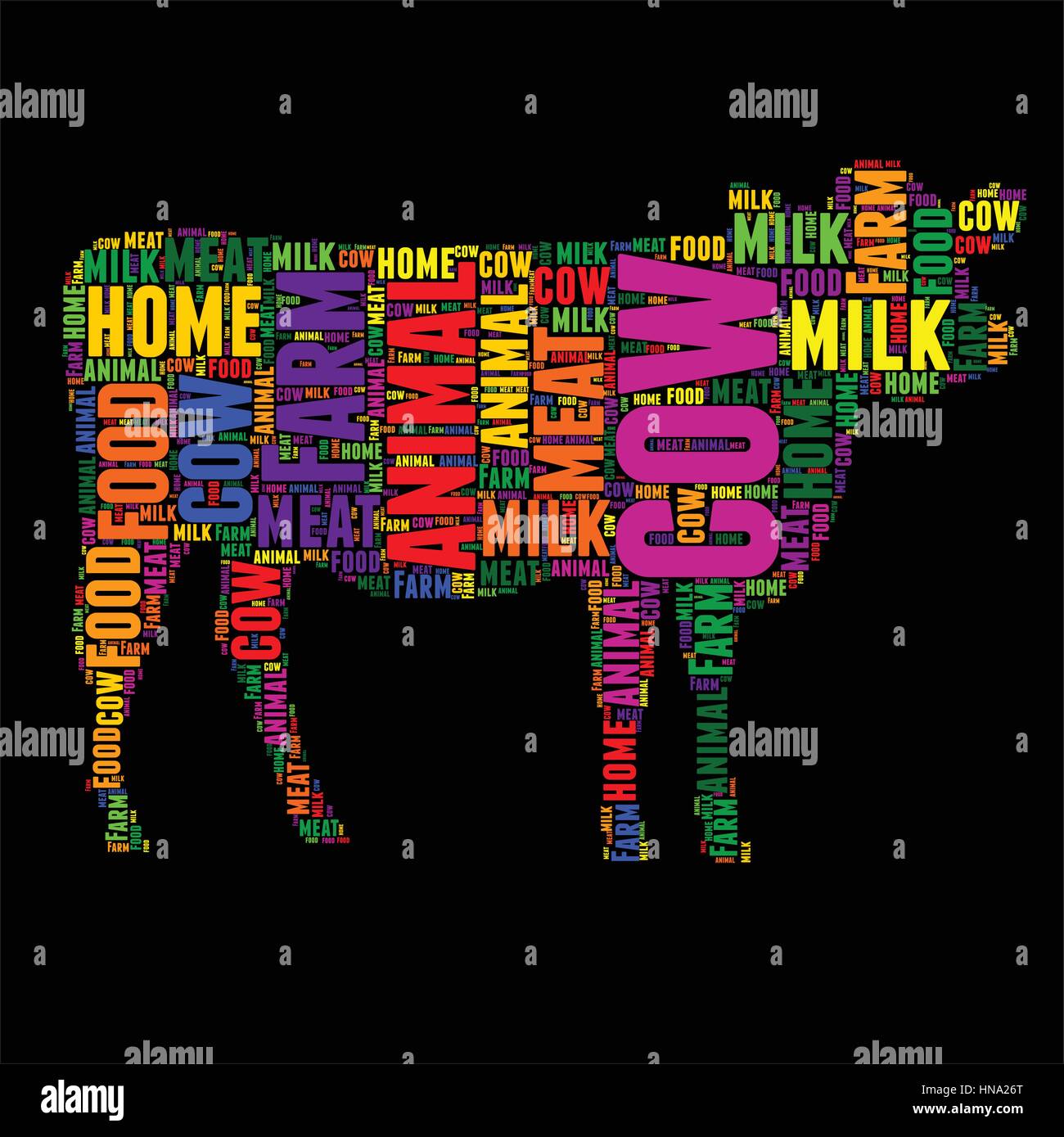 cow Typography word cloud colorful Vector illustration Stock Vector ...