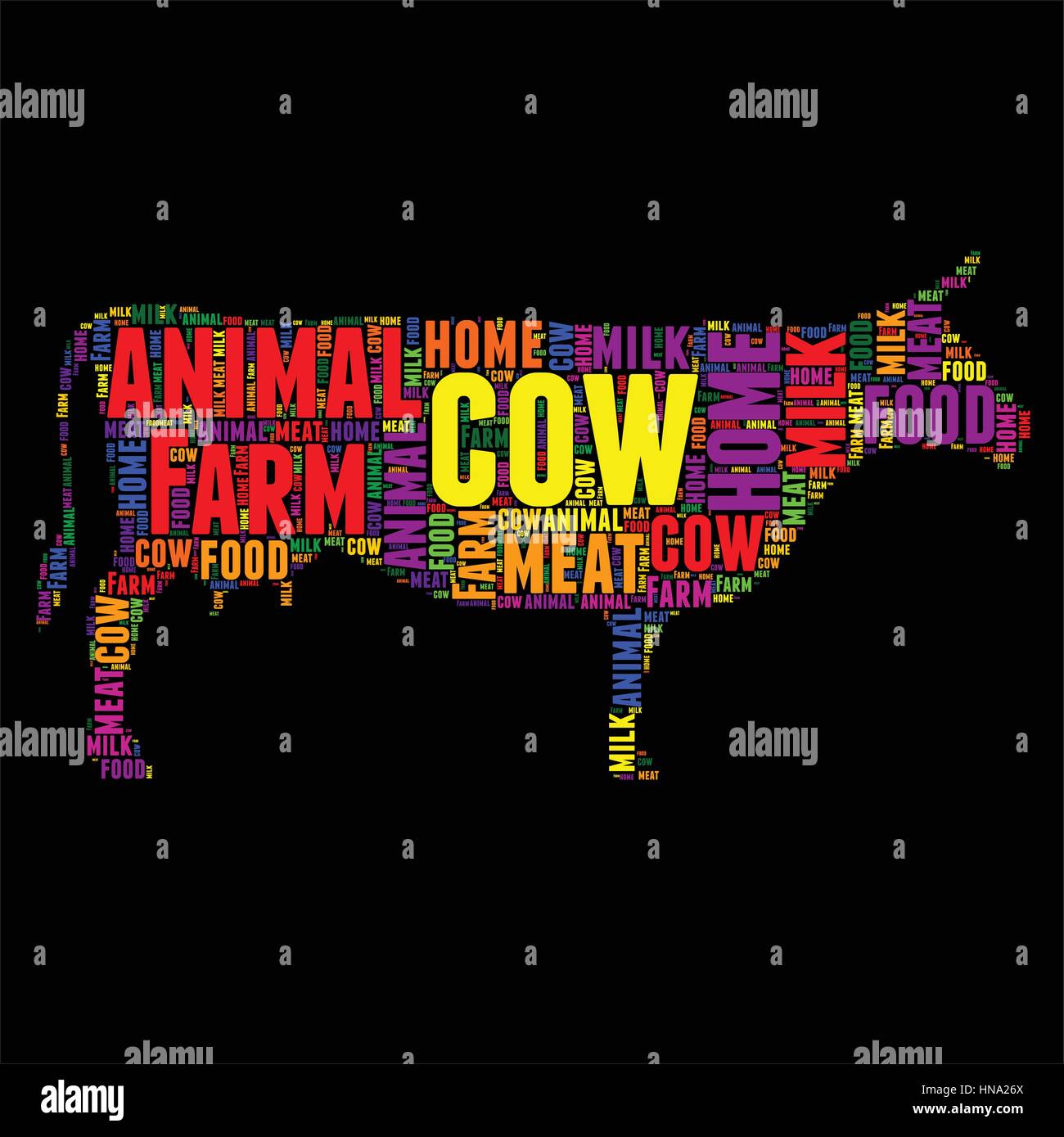 cow Typography word cloud colorful Vector illustration Stock Vector ...