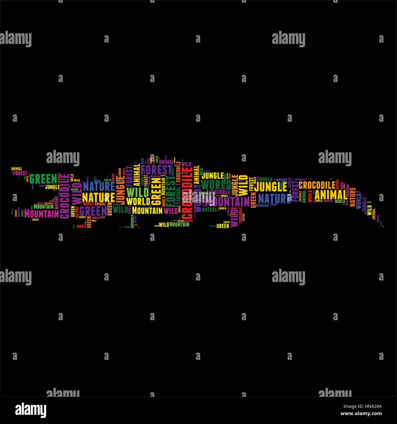crocodile Typography word cloud colorful Vector illustration Stock ...