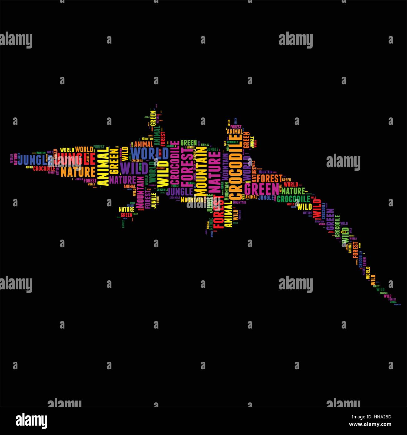 crocodile Typography word cloud colorful Vector illustration Stock ...