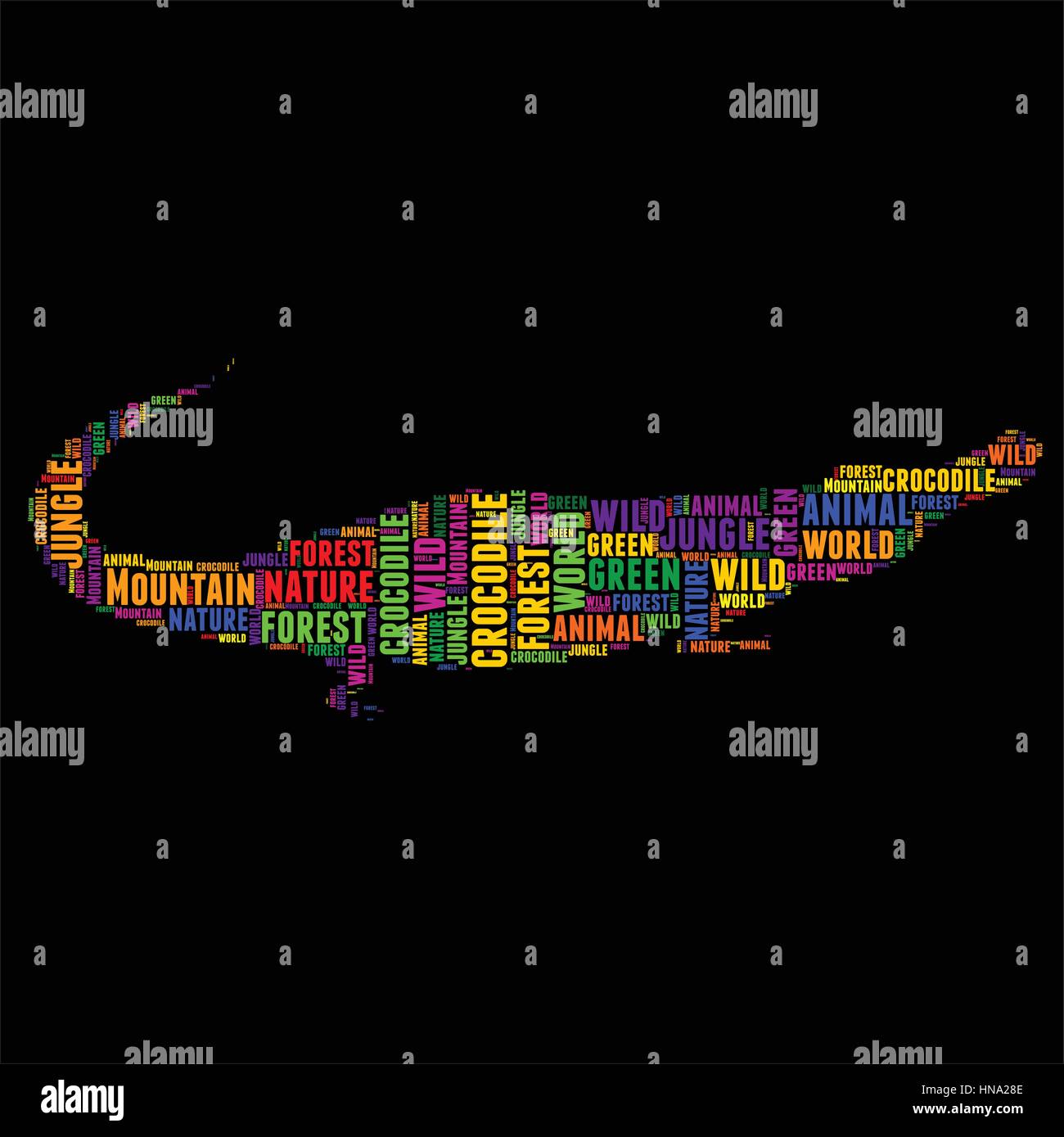 crocodile Typography word cloud colorful Vector illustration Stock ...