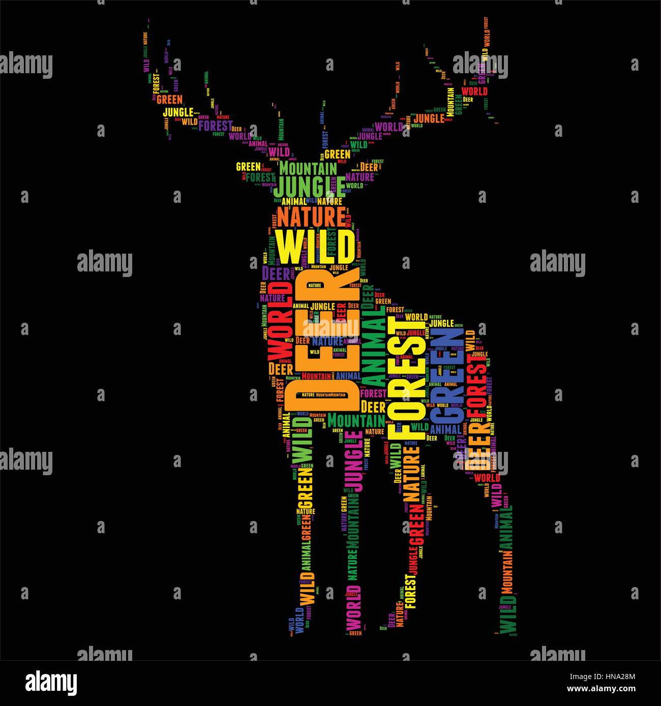 Deer Typography word cloud colorful Vector illustration Stock Vector ...