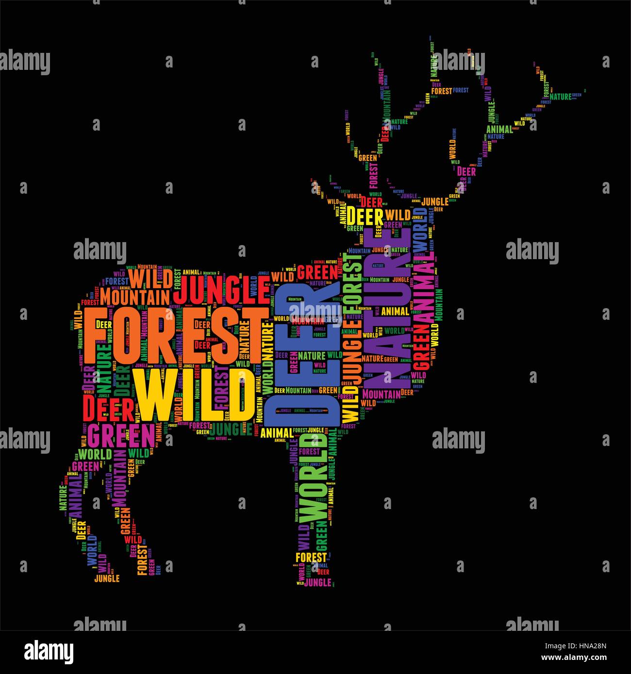 Deer Typography word cloud colorful Vector illustration Stock Vector ...
