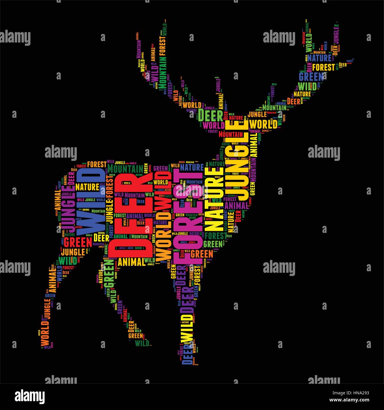 Deer Typography word cloud colorful Vector illustration Stock Vector ...
