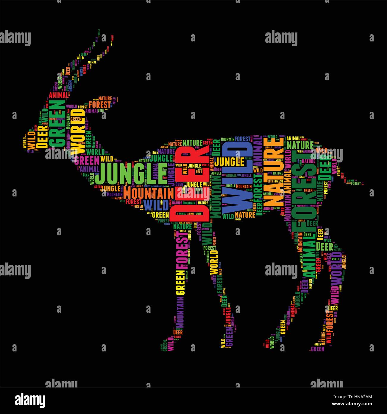 Deer Typography word cloud colorful Vector illustration Stock Vector ...