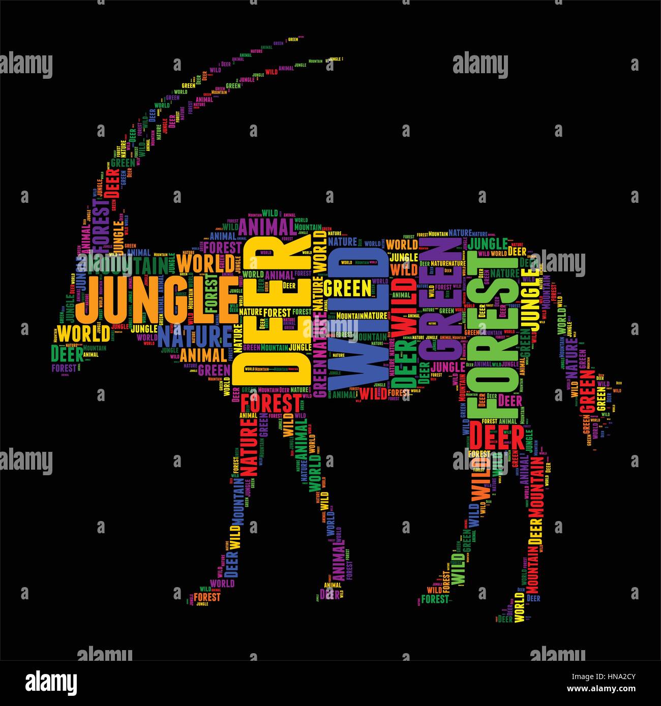 Deer Typography word cloud colorful Vector illustration Stock Vector ...