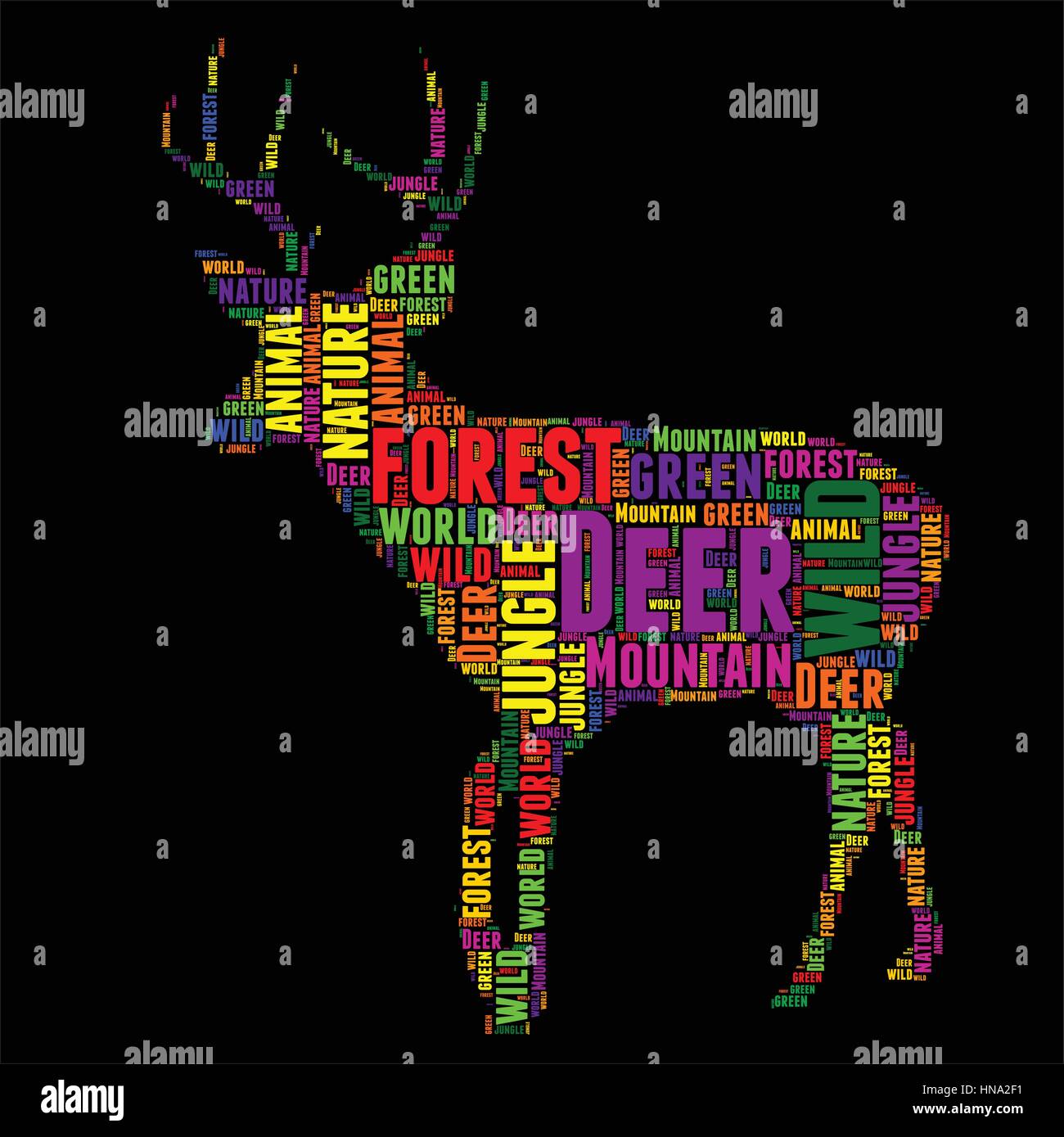 Deer Typography word cloud colorful Vector illustration Stock Vector ...