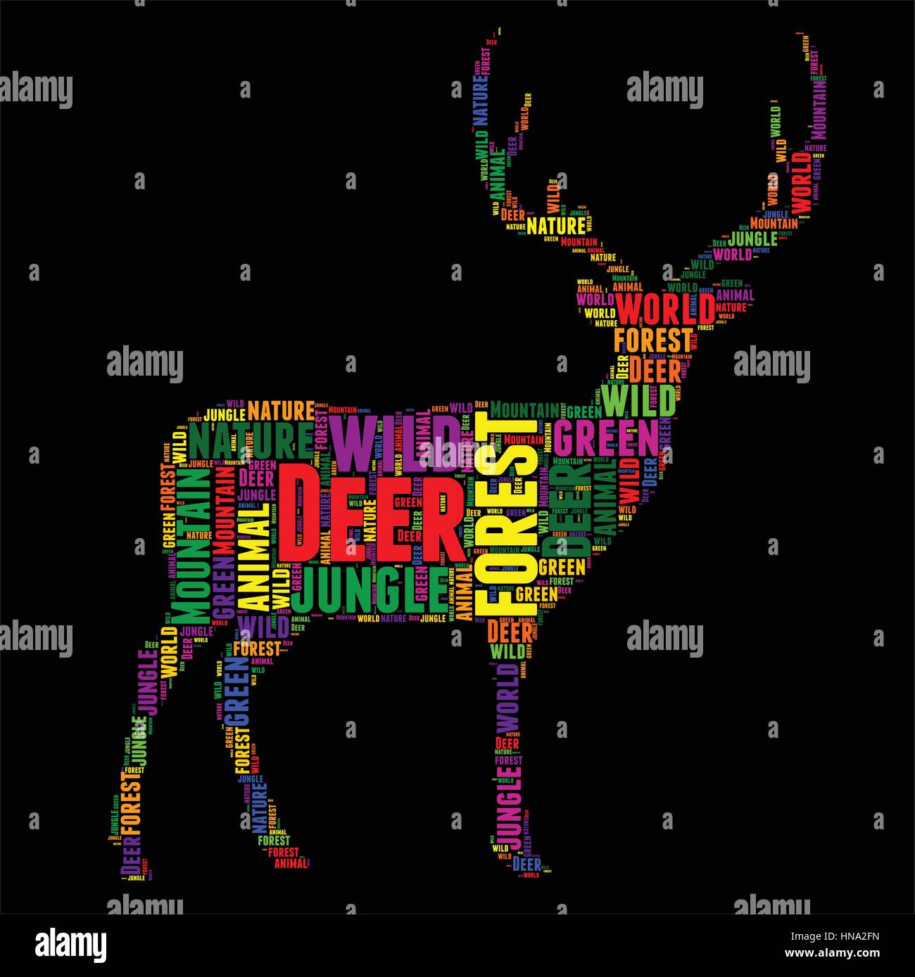 Deer Typography word cloud colorful Vector illustration Stock Vector ...