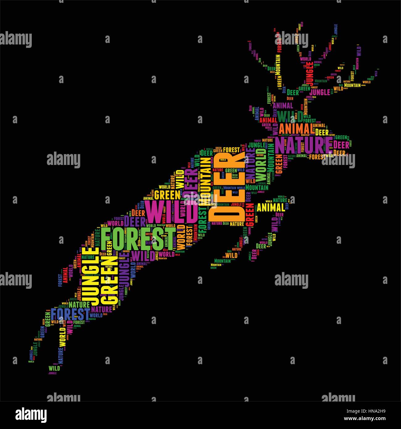 Deer Typography word cloud colorful Vector illustration Stock Vector ...