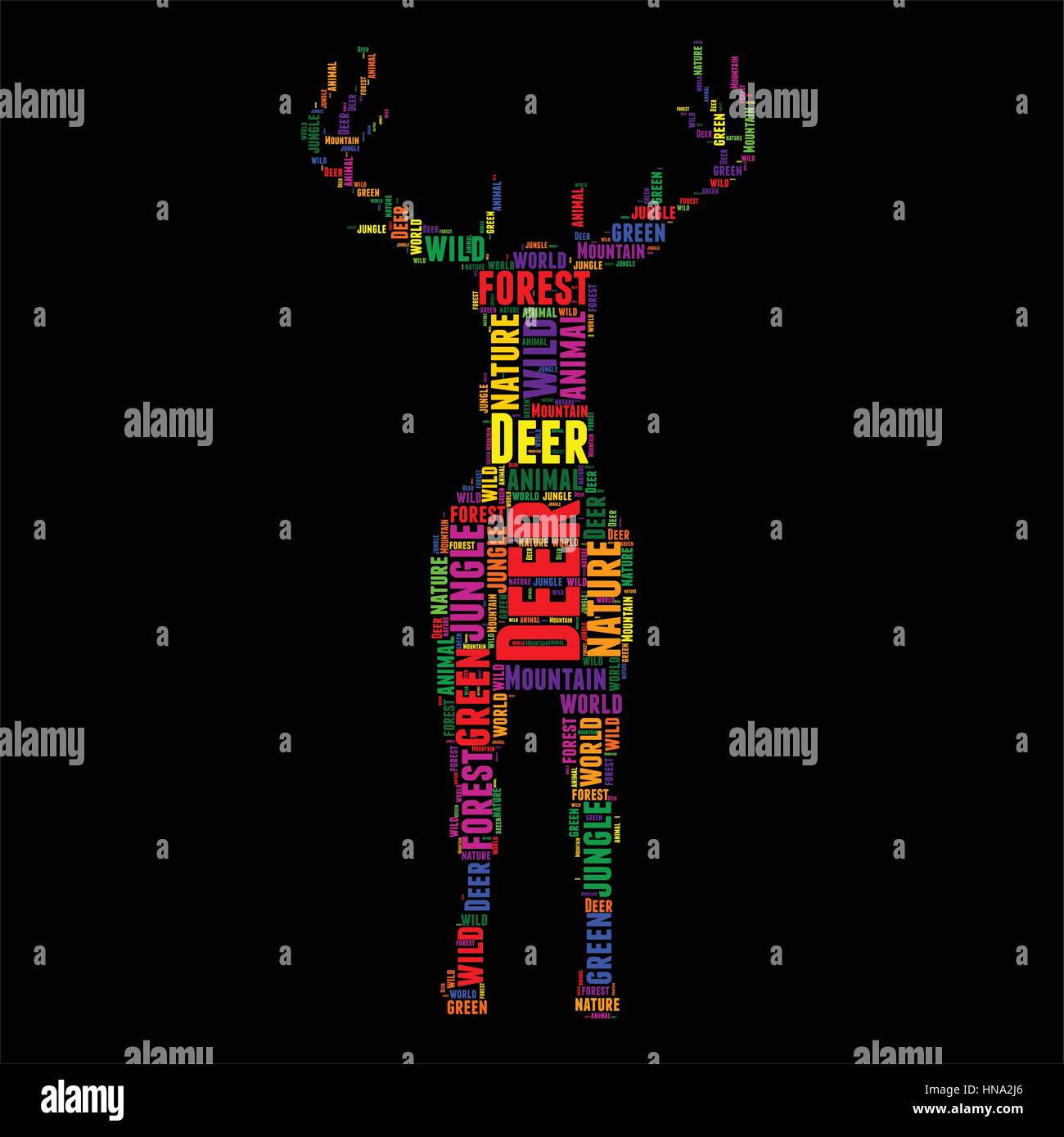 Deer Typography word cloud colorful Vector illustration Stock Vector ...