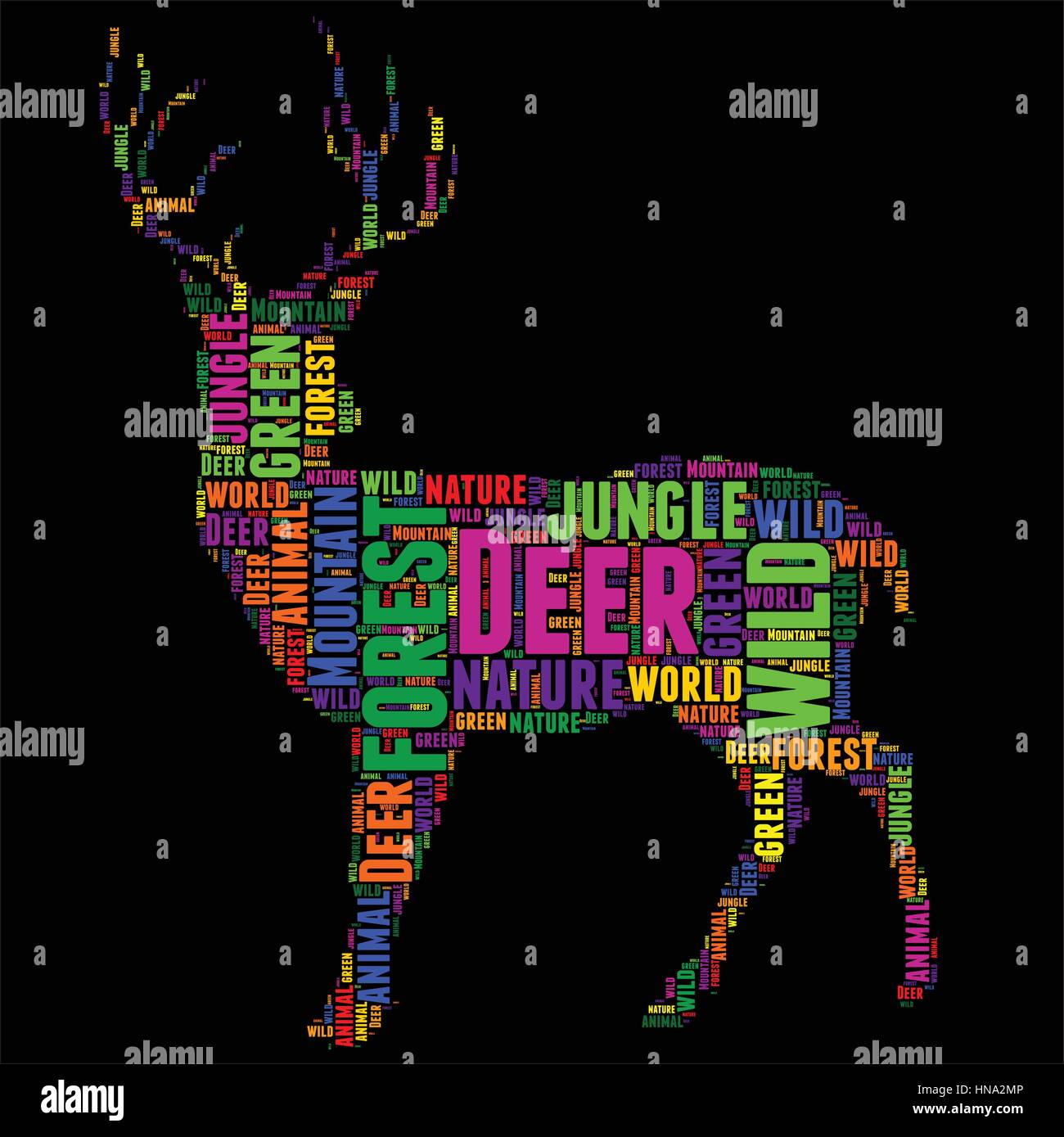 Deer Typography word cloud colorful Vector illustration Stock Vector ...