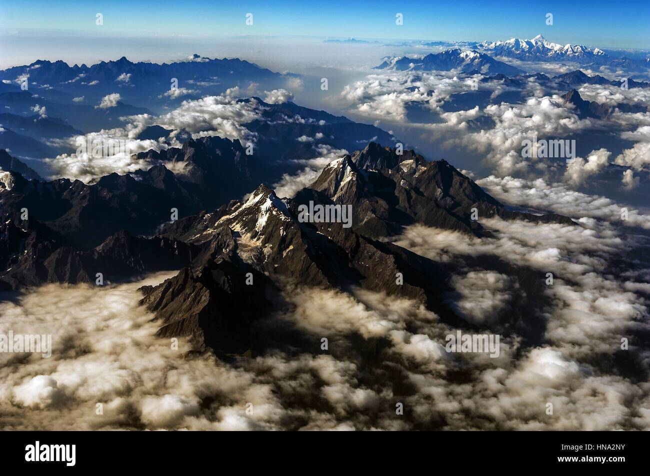 Aerial view over the Himalayas of Eastern Tibet Stock Photo - Alamy