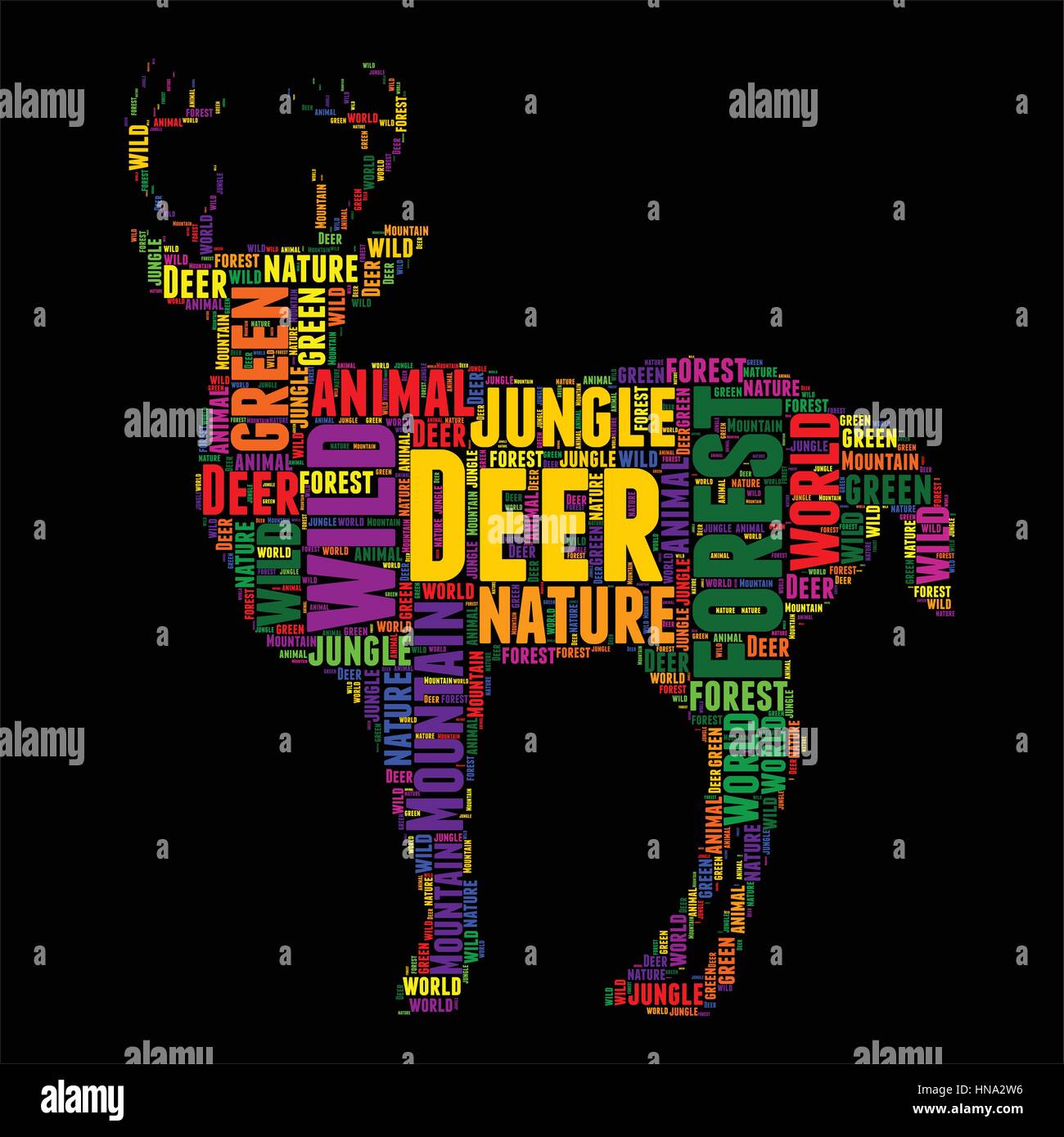 Deer Typography word cloud colorful Vector illustration Stock Vector ...