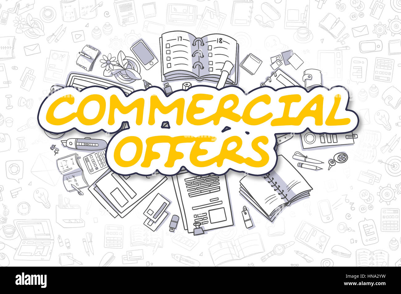 Commercial Offers - Doodle Yellow Text. Business Concept Stock Photo ...