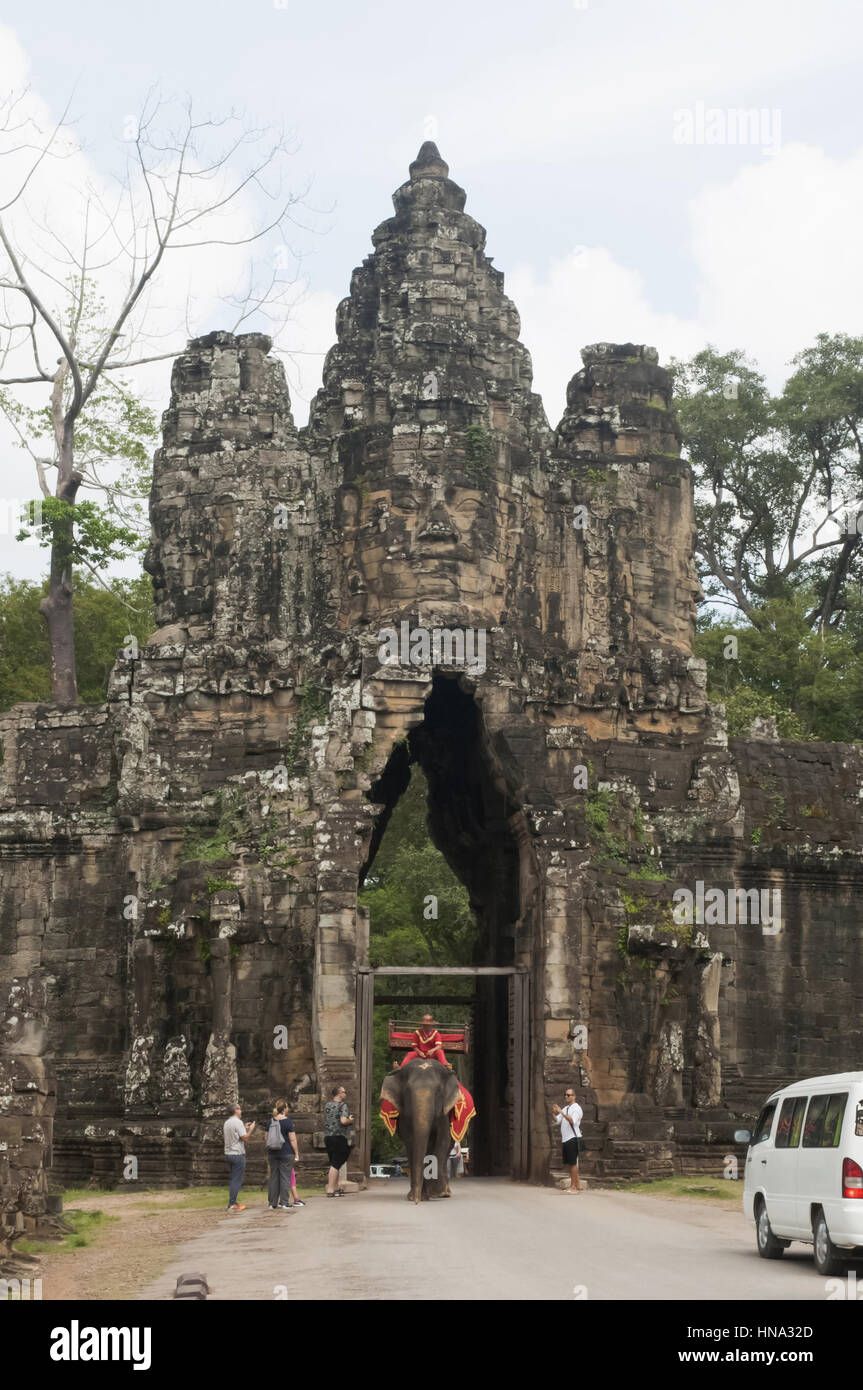 South Gate to Angkor Thom, Angkor, Siem Reap, Cambodia. UNESCO World ...
