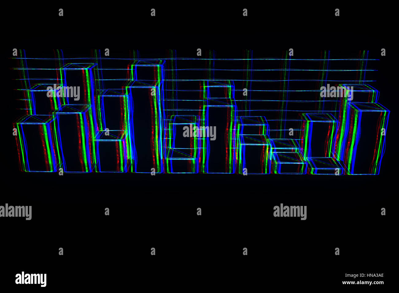 Chart in Hologram Wireframe Style. Nice 3D Rendering Stock Photo - Alamy