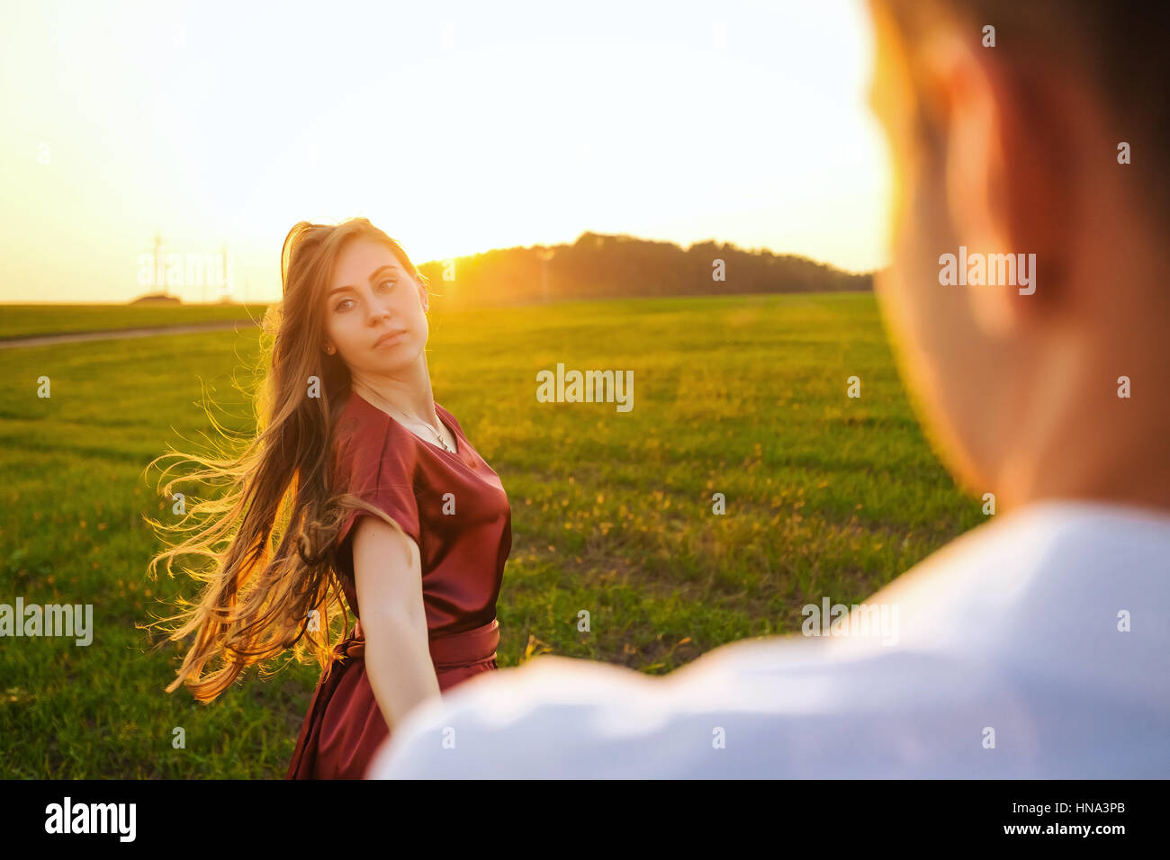 Woman follow man walk hi-res stock photography and images - Alamy