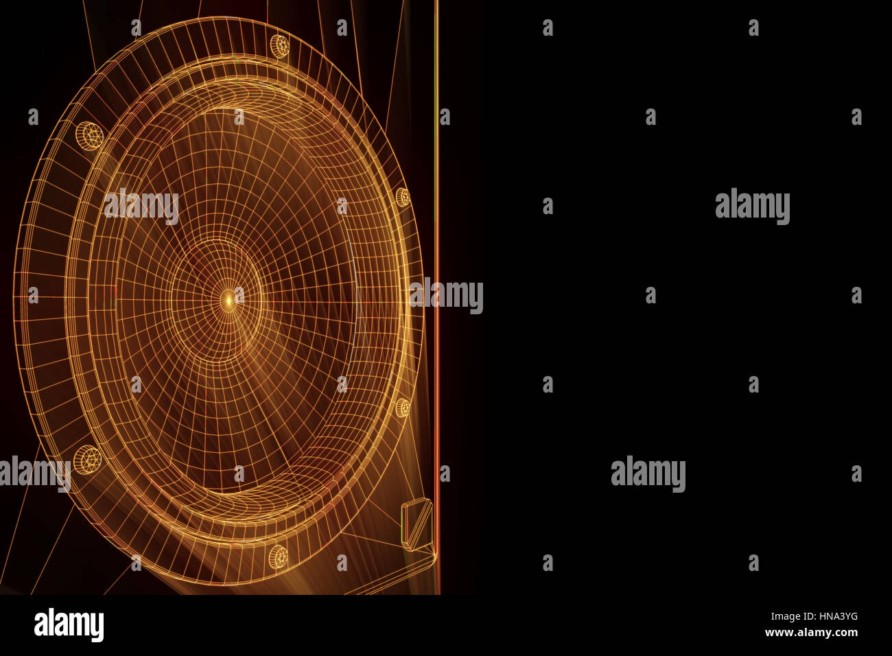 3D HIFI Speaker in Wireframe Hologram Style. Nice 3D Rendering Stock ...
