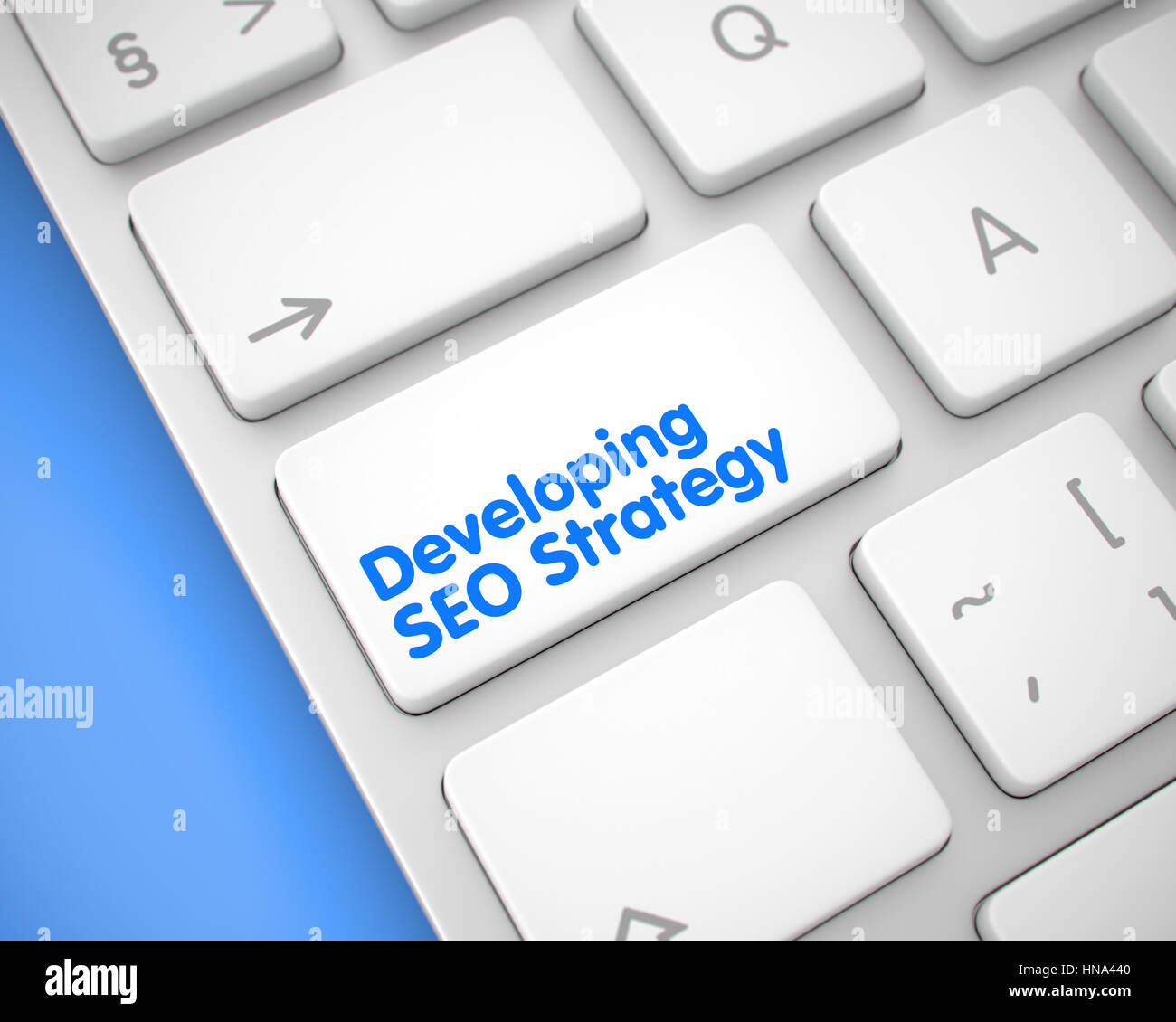 Developing SEO Strategy - Text on the White Keyboard Keypad. 3D Stock ...