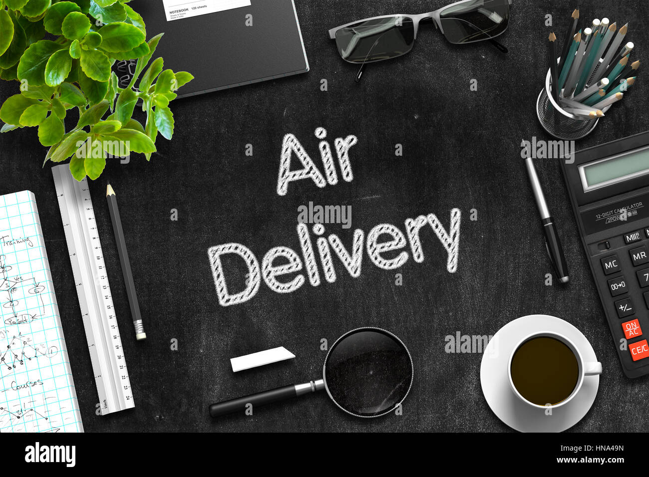 Air Delivery - Text on Black Chalkboard. 3D Rendering Stock Photo - Alamy