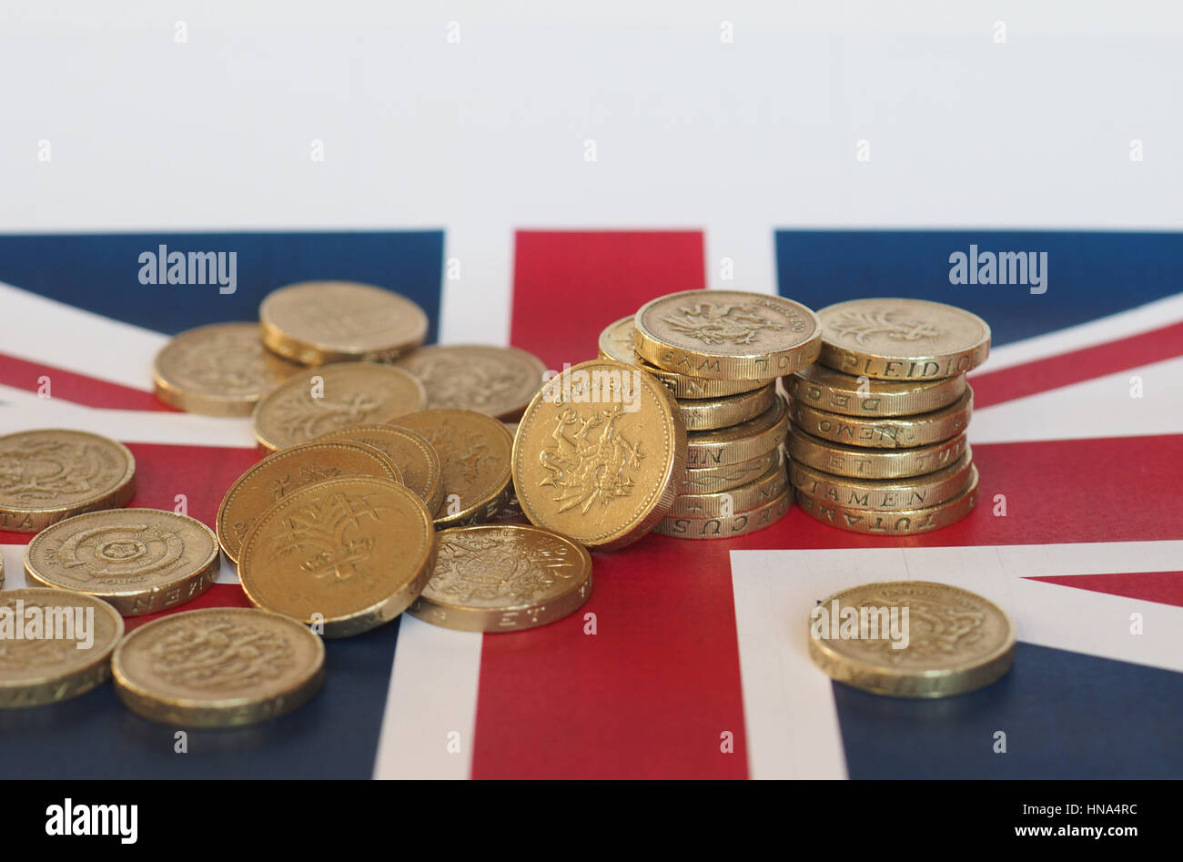 Pound coins money (GBP), currency of United Kingdom, over the Union ...
