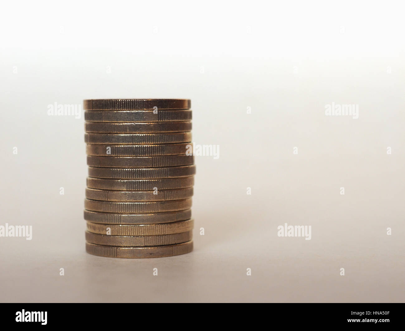 Pile of Euro (EUR) coins, currency of European Union (EU) with copy ...