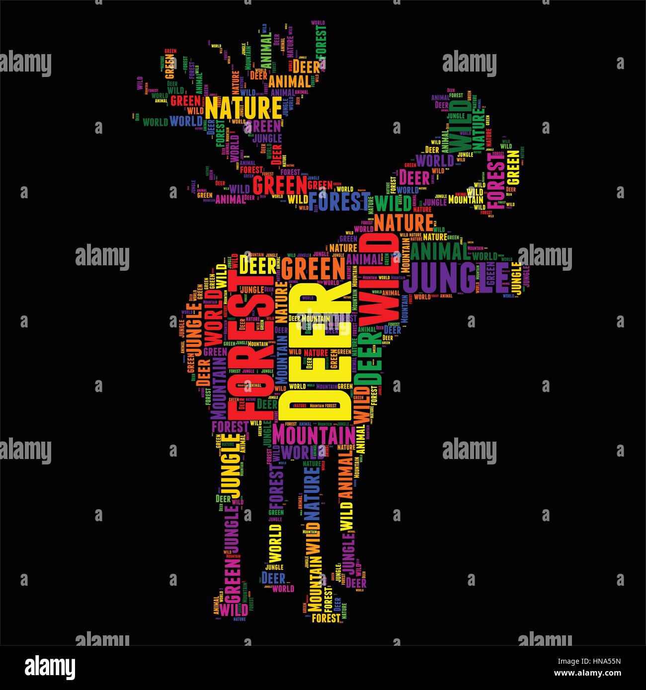 Deer Typography word cloud colorful Vector illustration Stock Vector ...