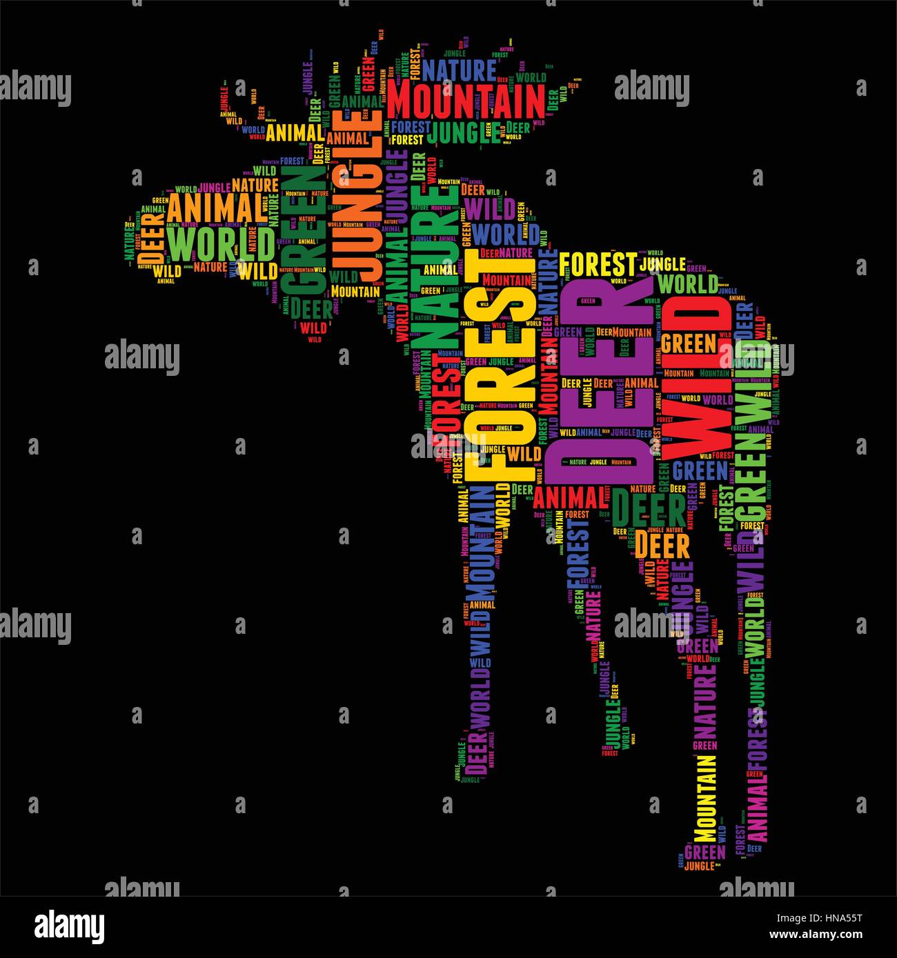 Deer Typography word cloud colorful Vector illustration Stock Vector ...