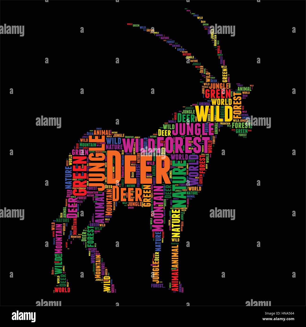 Deer Typography word cloud colorful Vector illustration Stock Vector ...