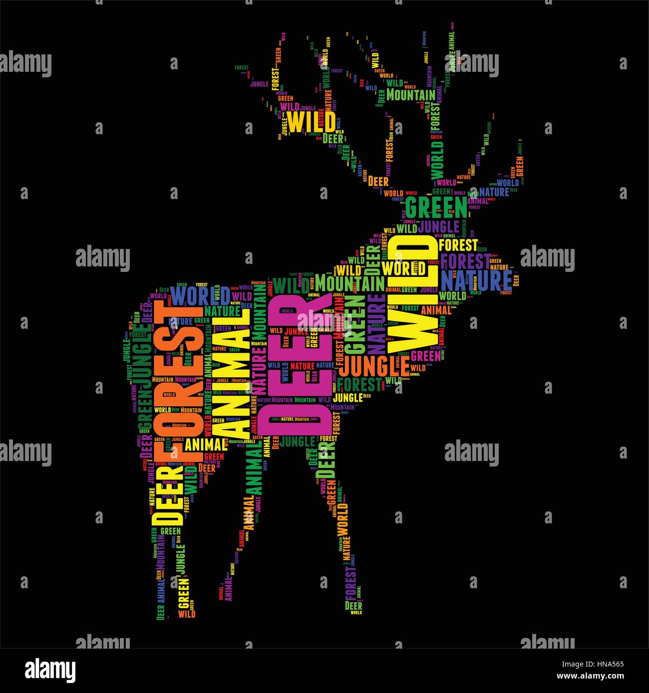 Deer Typography word cloud colorful Vector illustration Stock Vector ...