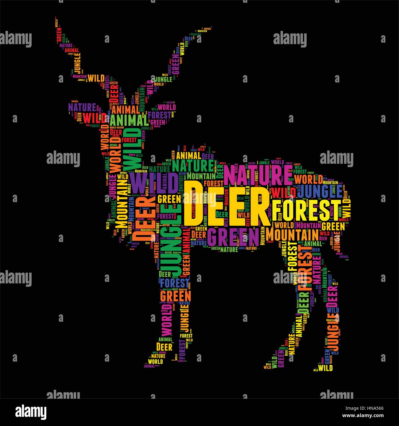 Deer Typography word cloud colorful Vector illustration Stock Vector ...