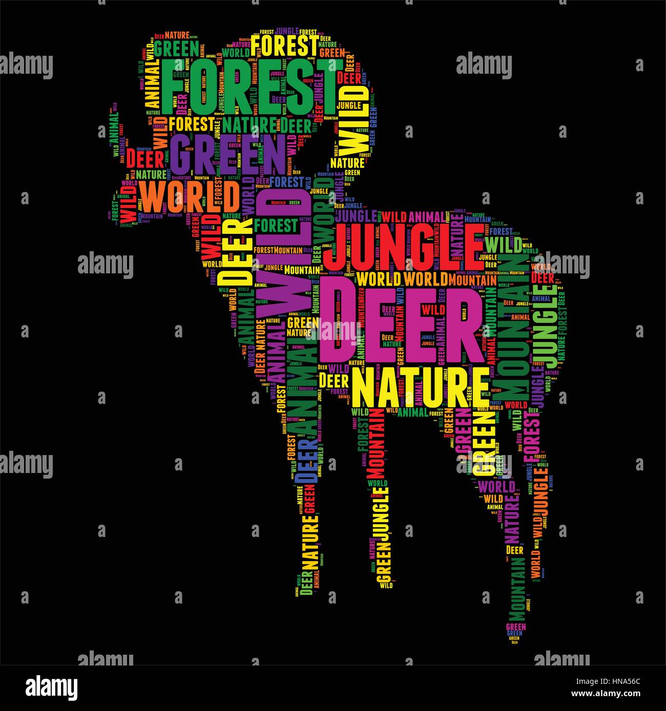 Deer Typography word cloud colorful Vector illustration Stock Vector ...