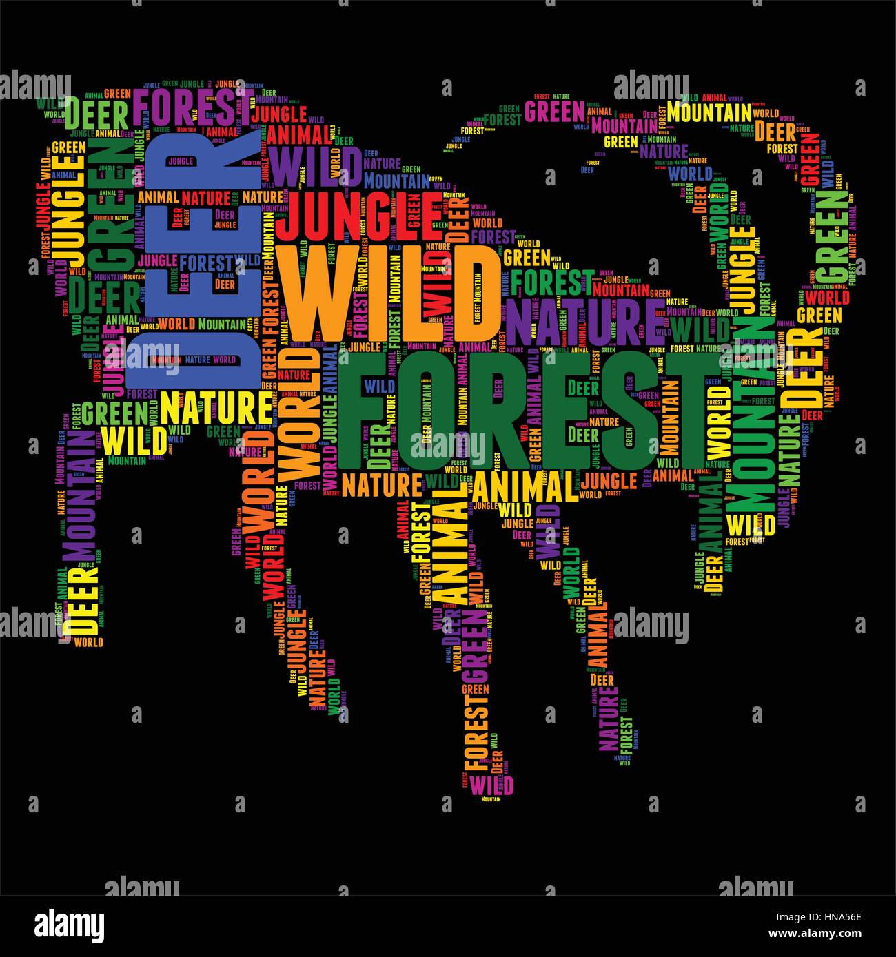 Deer Typography word cloud colorful Vector illustration Stock Vector ...
