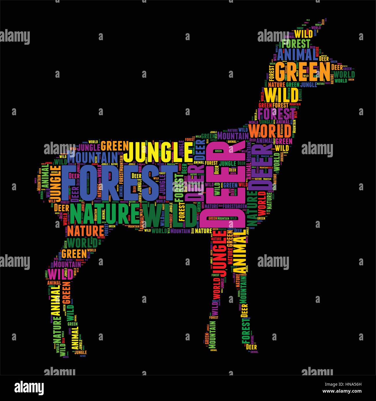 Deer Typography word cloud colorful Vector illustration Stock Vector ...