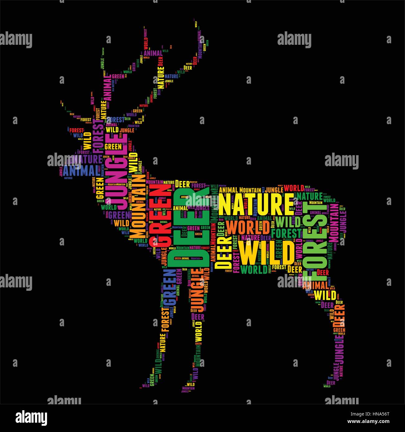 Deer Typography word cloud colorful Vector illustration Stock Vector ...