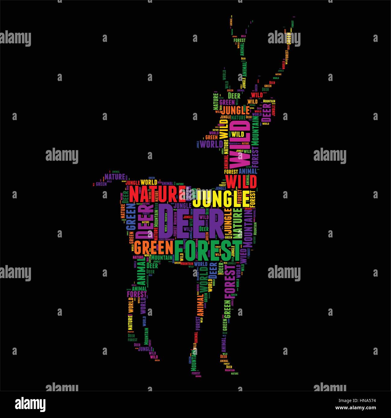 Deer Typography word cloud colorful Vector illustration Stock Vector ...